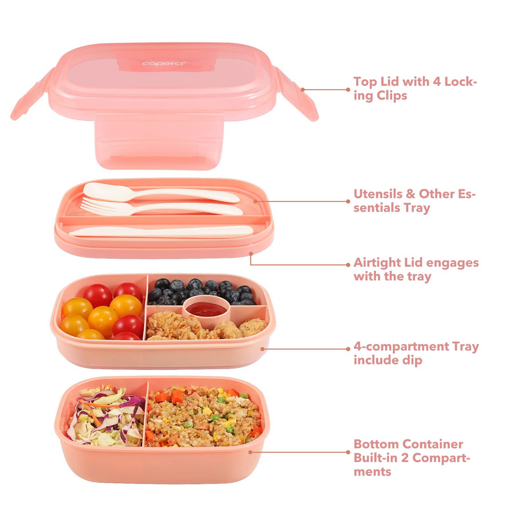 Caperci Stackable Bento Box Adult Lunch Box
