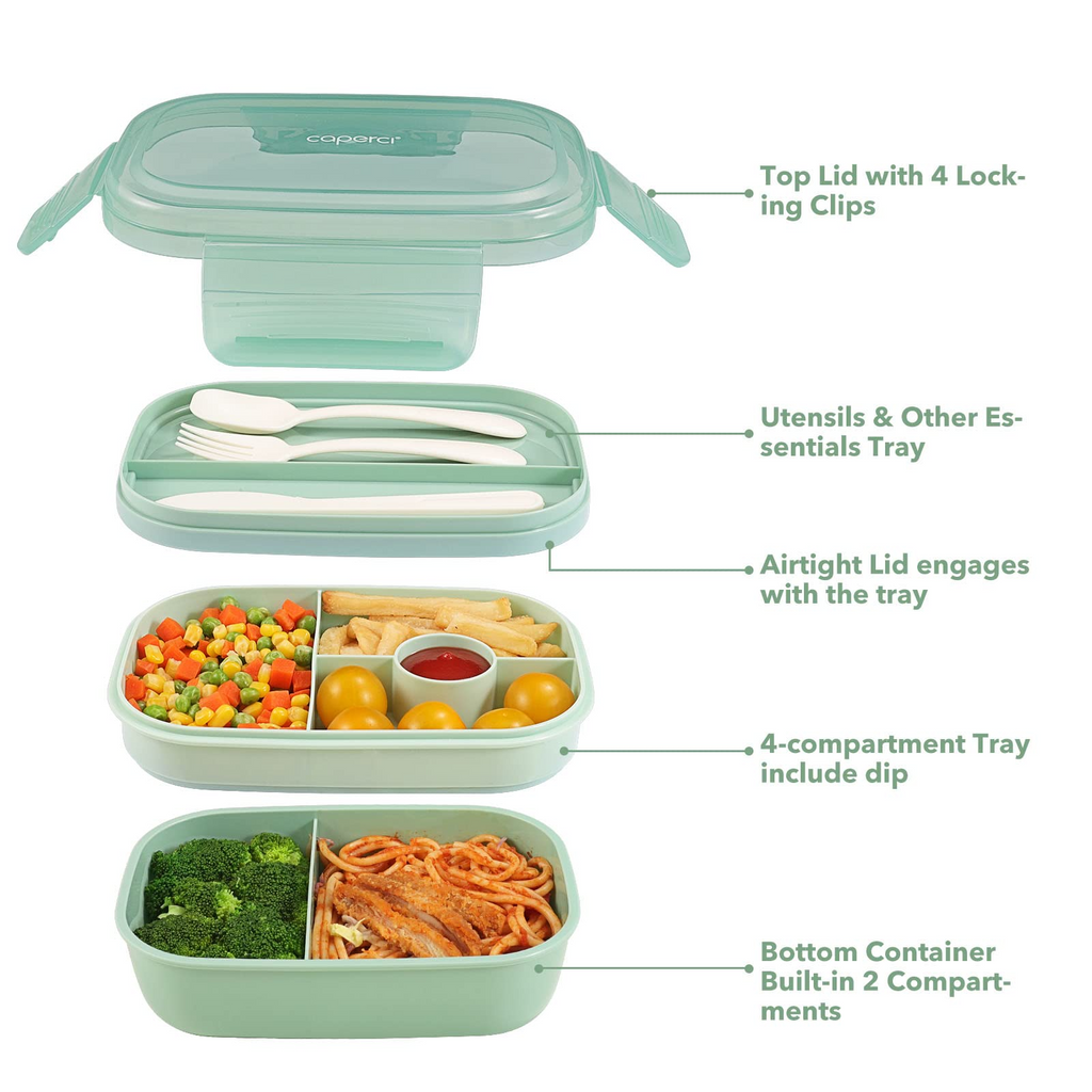 Caperci Stackable Bento Box Adult Lunch Box